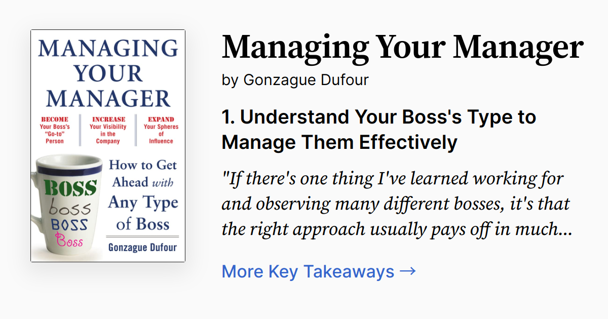 Managing Your Manager | Summary, Audio, Quotes, FAQ