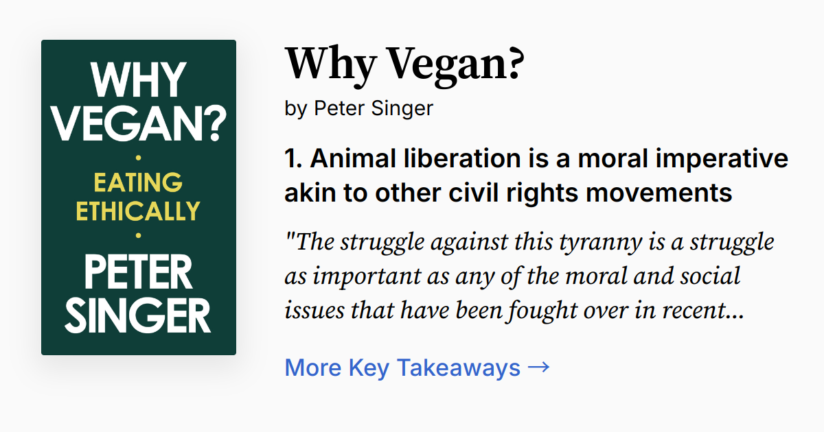 Why Vegan? by Peter Singer | Summary, Audio, Quotes, FAQ