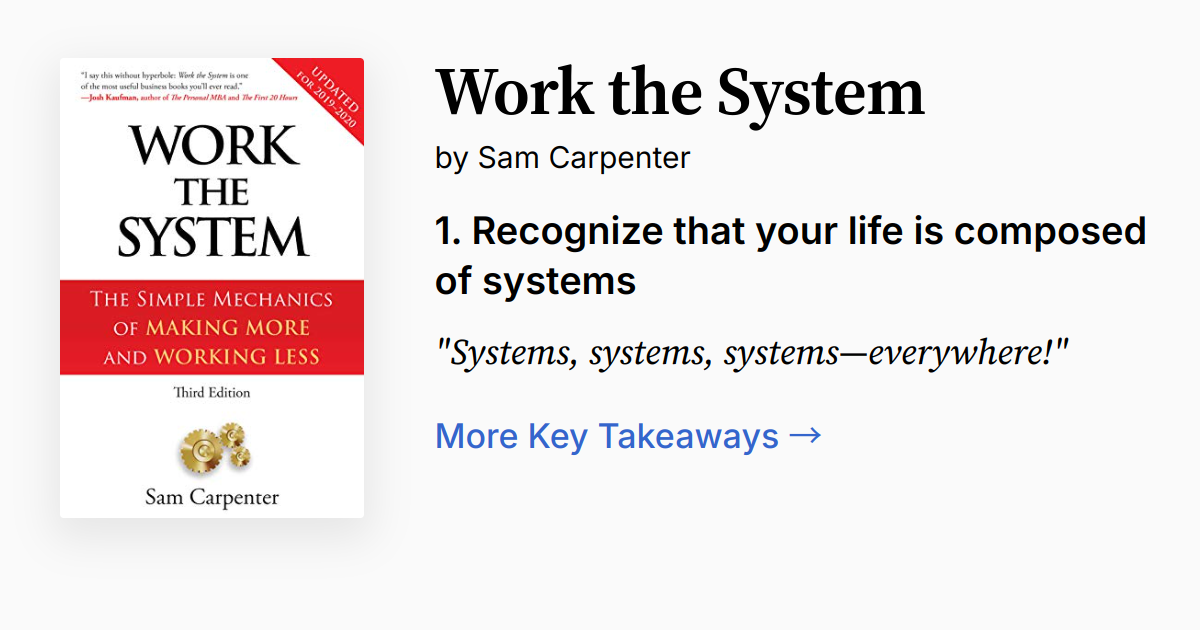 Work the System | Summary, Audio, Quotes, FAQ