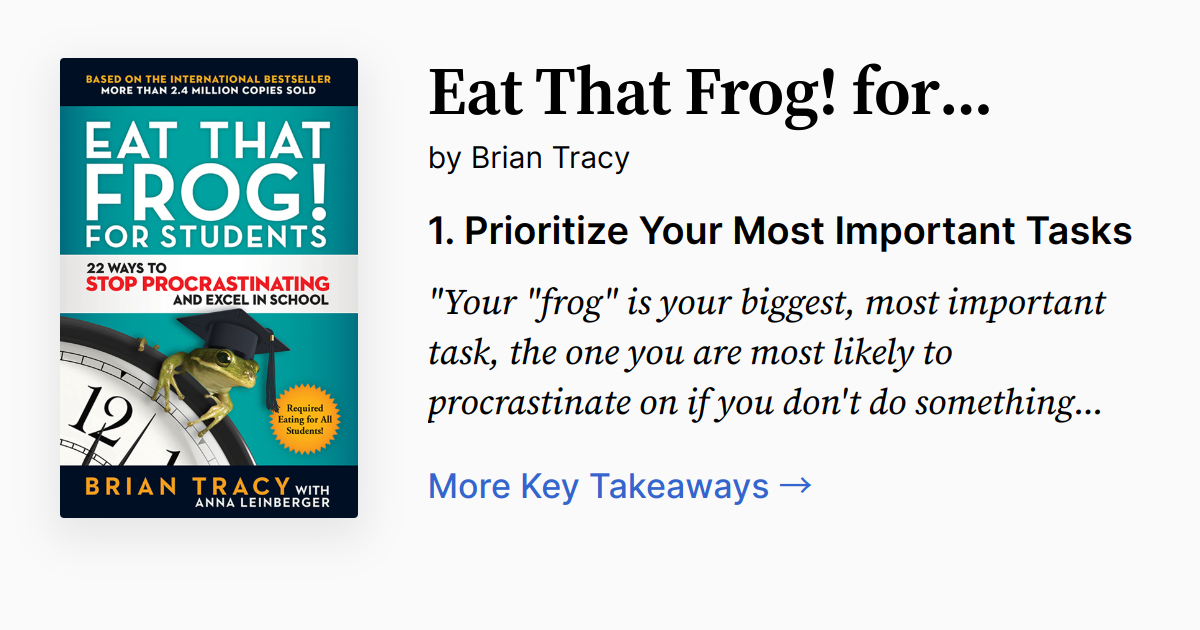 Eat That Frog! for Students | Summary, Audio, Quotes, FAQ