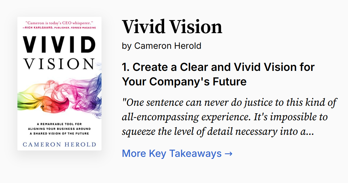 Vivid Vision by Cameron Herold | Summary, Audio, Quotes, FAQ