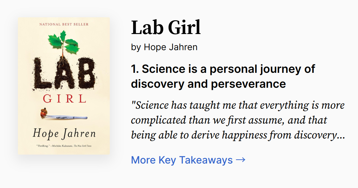 Lab Girl by Hope Jahren | Summary, Audio, Quotes, FAQ