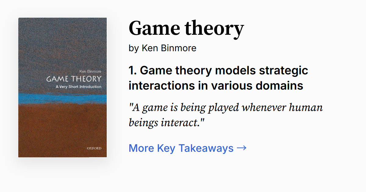 Game Theory by Ken Binmore | Summary, Audio, Quotes, FAQ