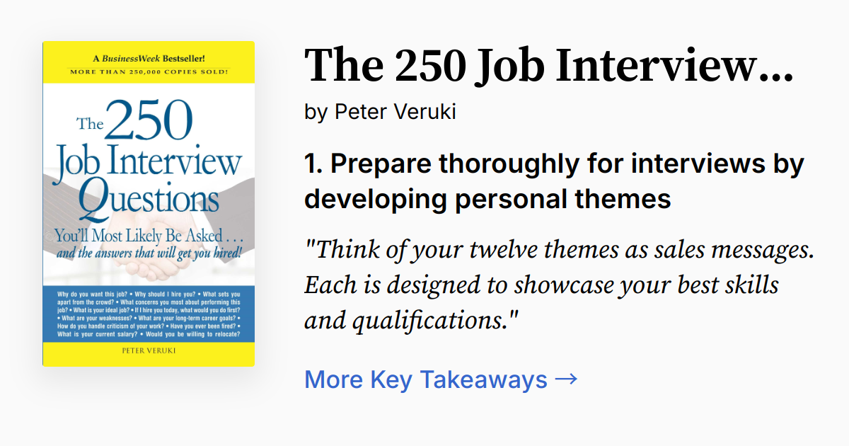 The 250 Job Interview Questions You'll Most Likely Be Asked | Summary ...