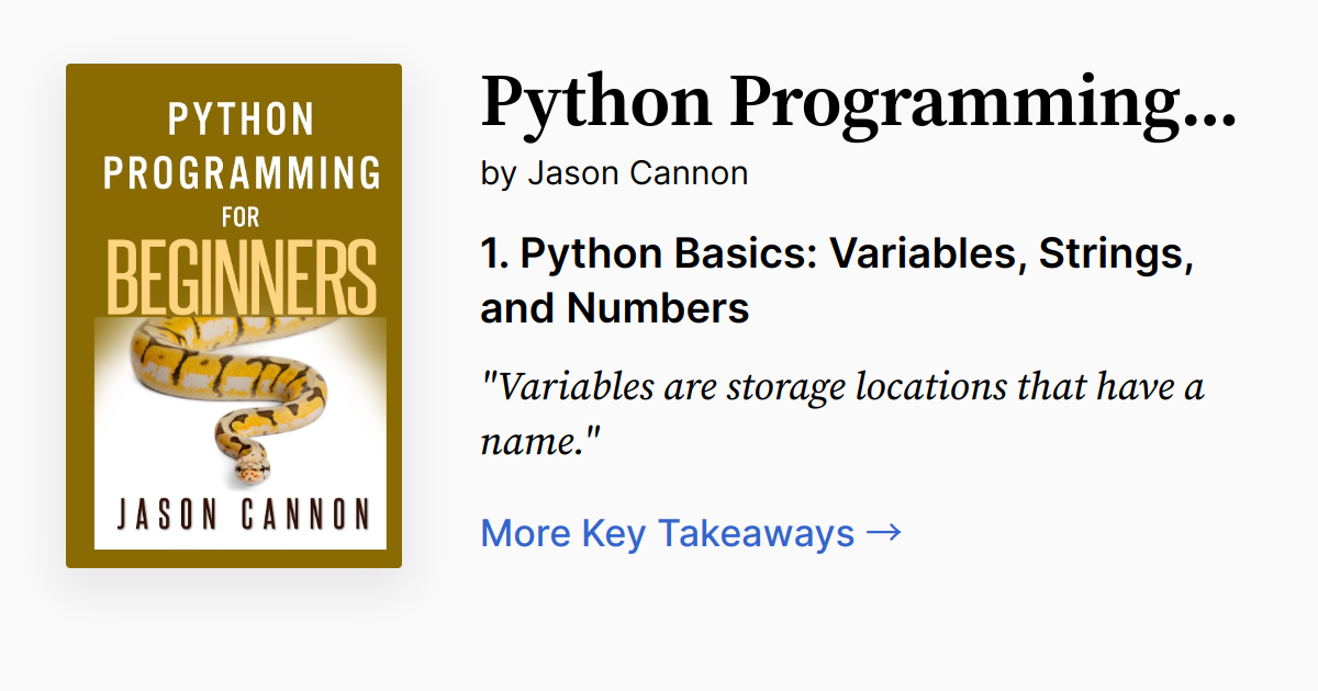 Python Programming for Beginners | Resumen, Quotes, FAQ, Audio