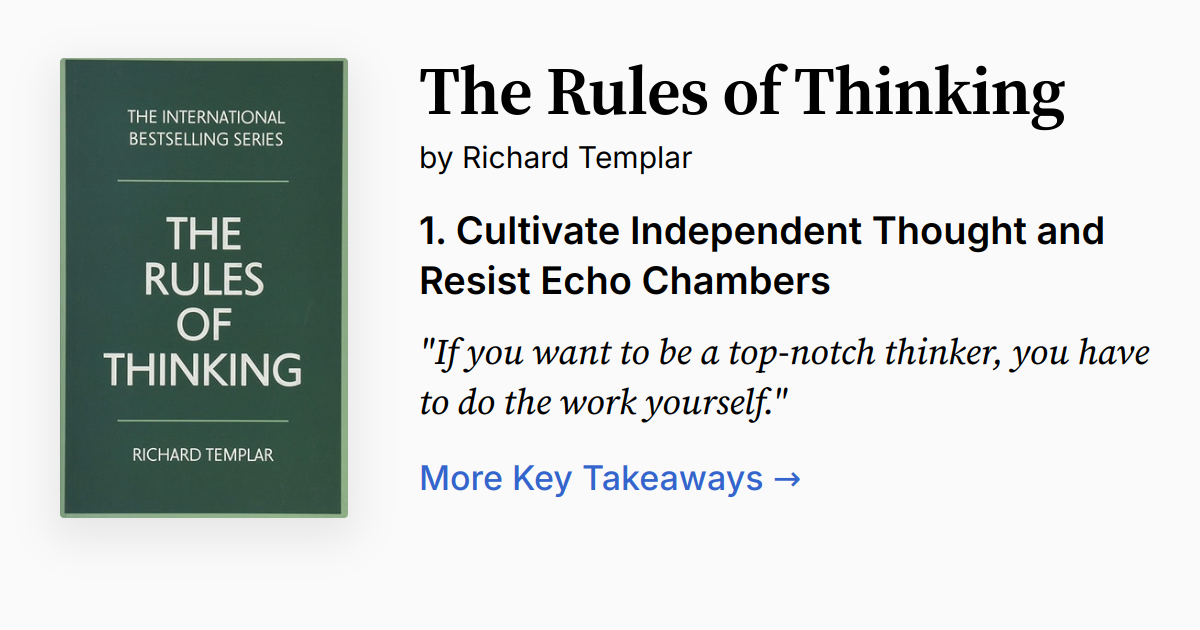 The Rules of Thinking | Summary, Audio, Quotes, FAQ
