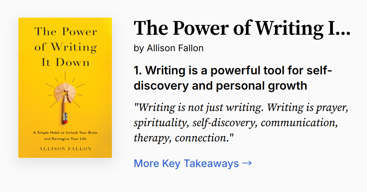 The Power of Writing It Down | Summary, Quotes, FAQ, Audio