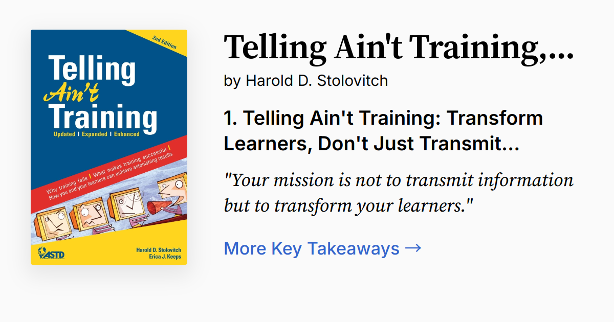 Telling Ain't Training | Summary, Quotes, FAQ, Audio