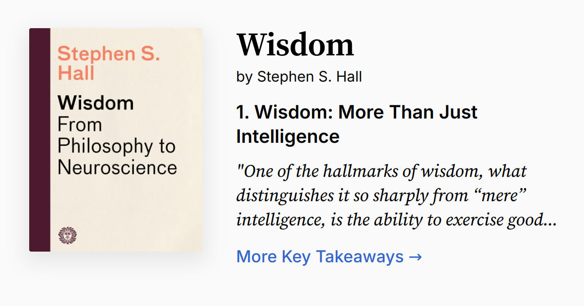 Wisdom by Stephen S. Hall | Summary, Audio, Quotes, FAQ