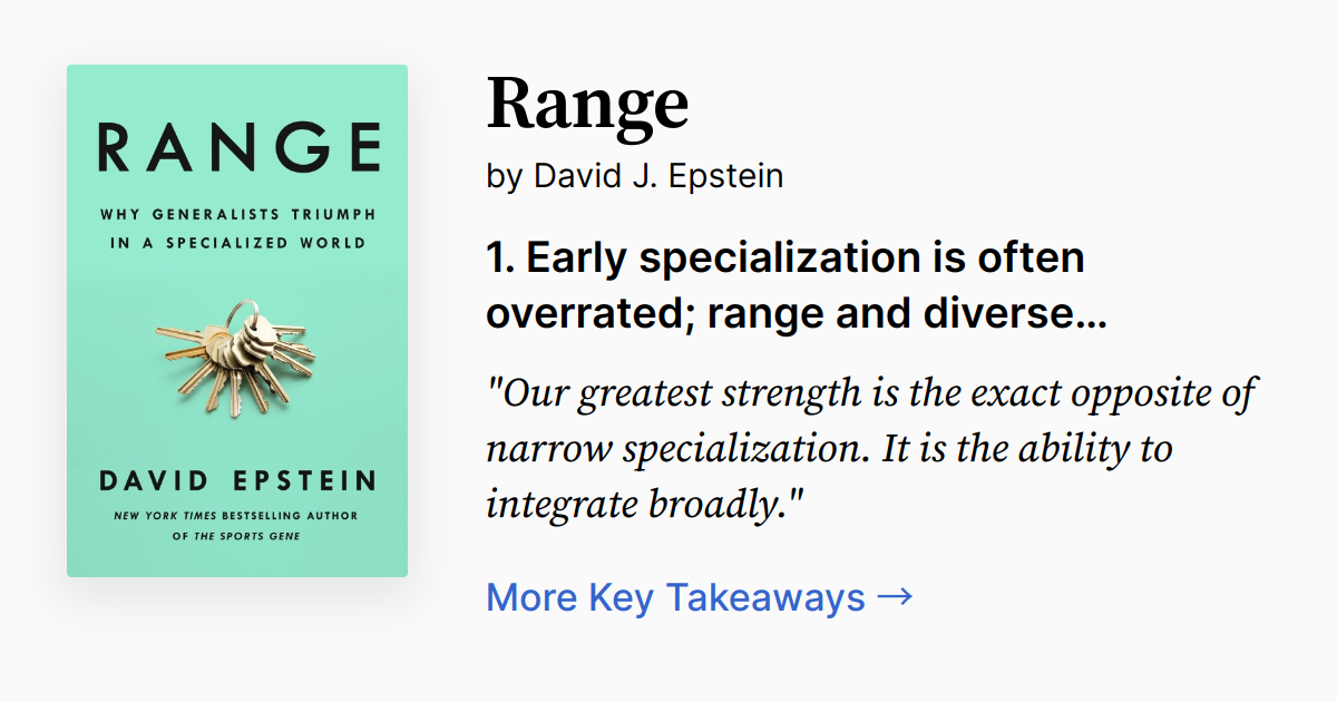 Range by David Epstein | Summary, Quotes, FAQ, Audio
