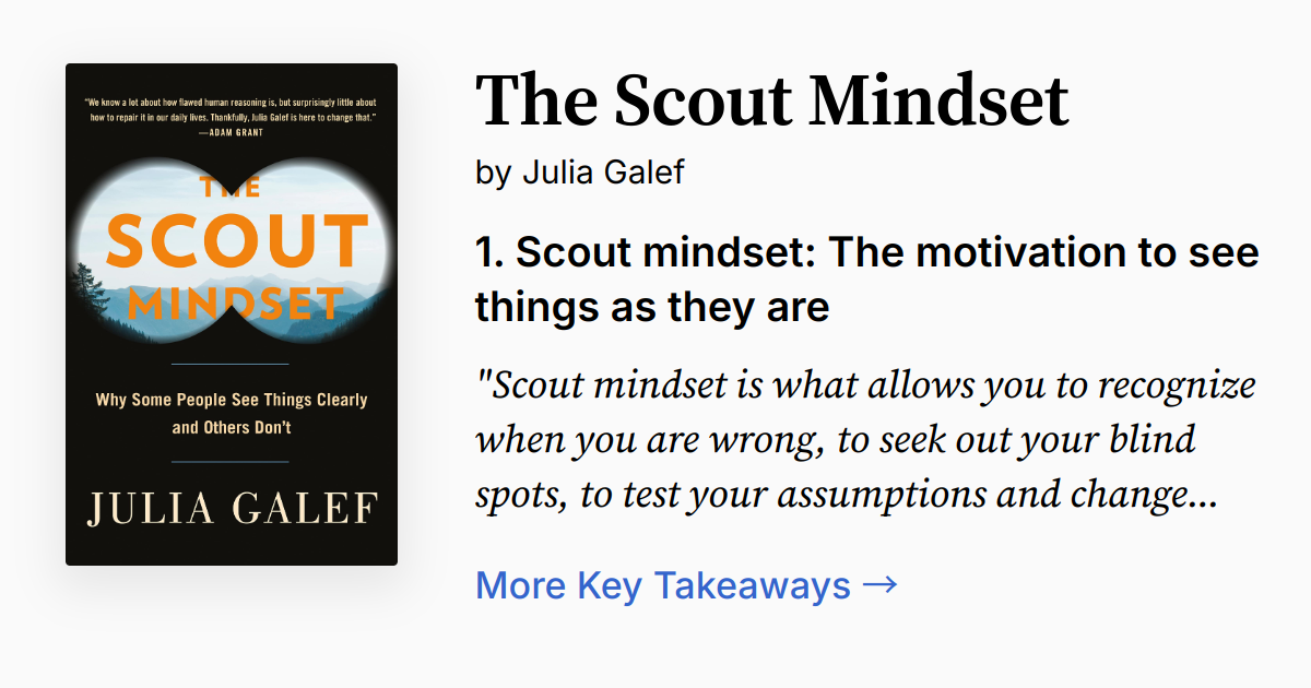 The Scout Mindset | Summary, Quotes, FAQ, Audio