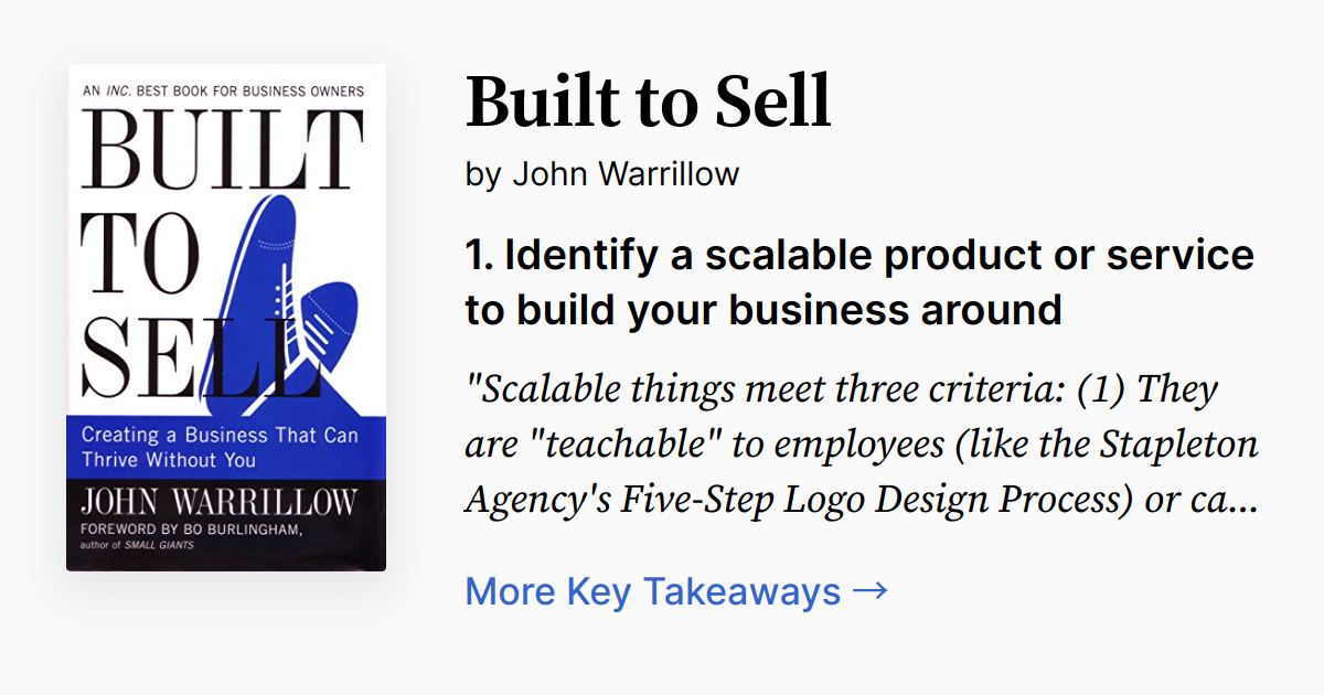 Built to Sell by John Warrillow | Summary, Quotes, FAQ, Audio