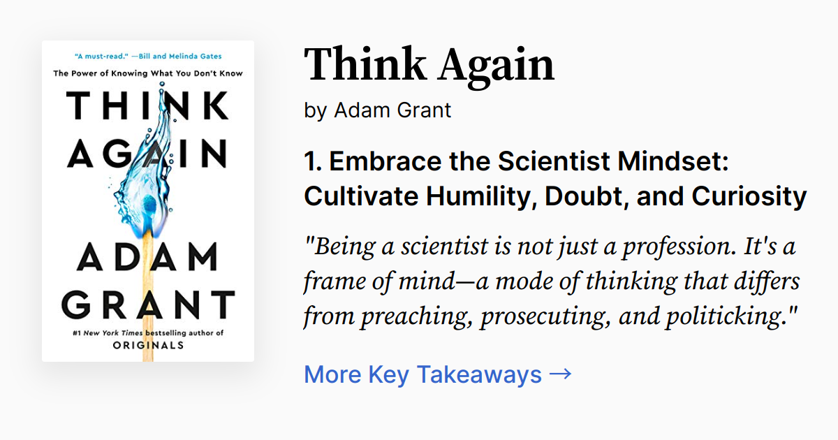 Think Again by Adam M. Grant | Summary, Quotes, FAQ, Audio