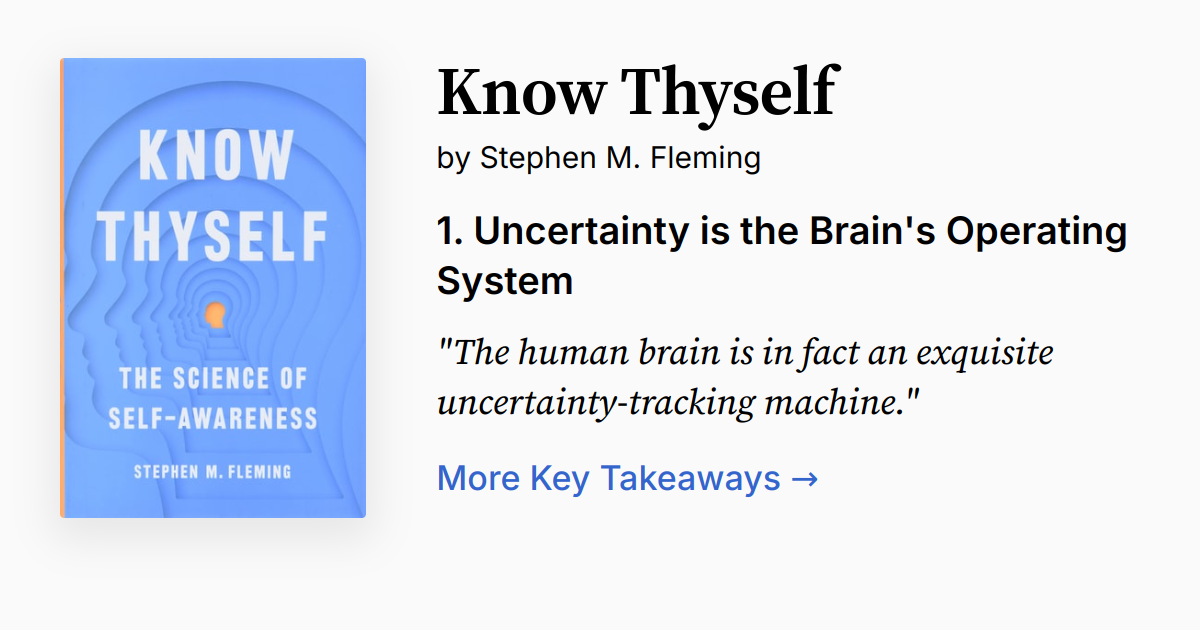 Know Thyself by Stephen M. Fleming | Summary, Audio, Quotes, FAQ