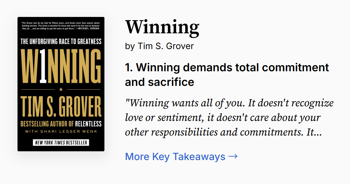Winning by Tim S. Grover | Summary, Quotes, FAQ, Audio