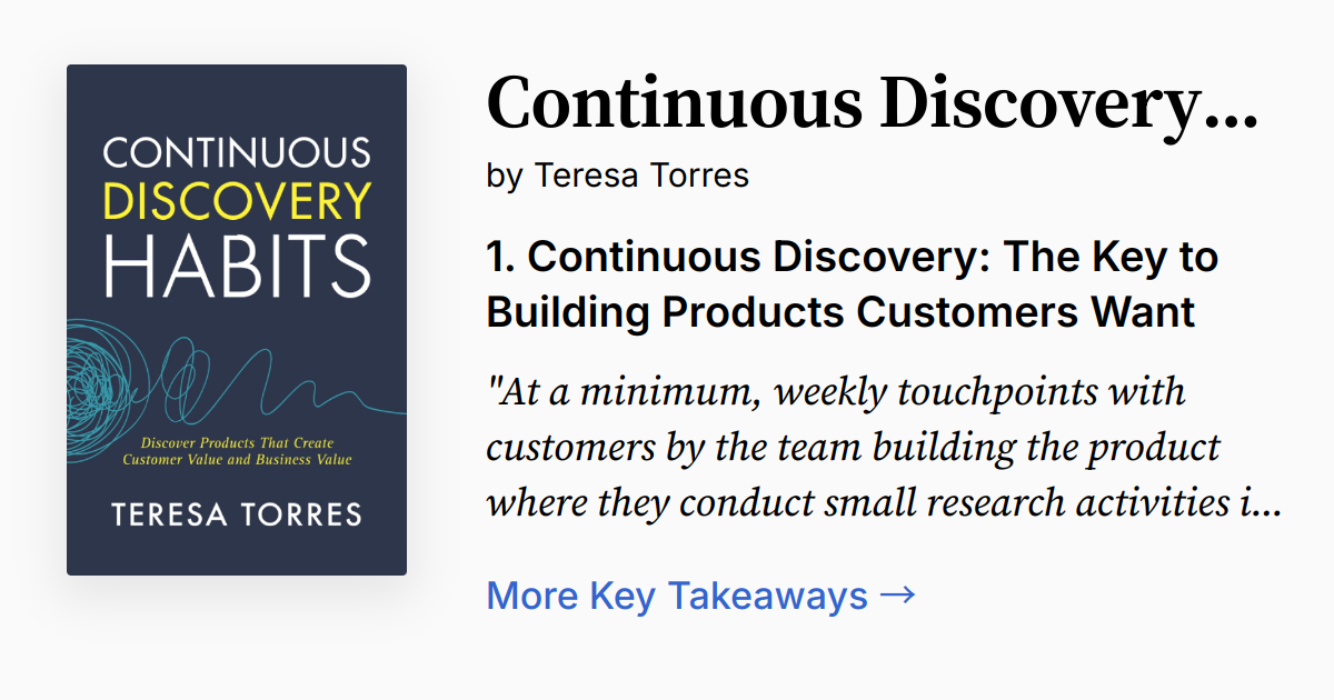 Continuous Discovery Habits | Summary, Quotes, FAQ, Audio