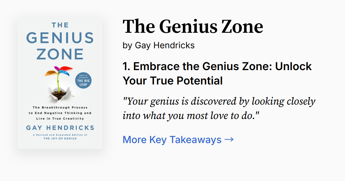 The Genius Zone | Summary, Audio, Quotes, FAQ