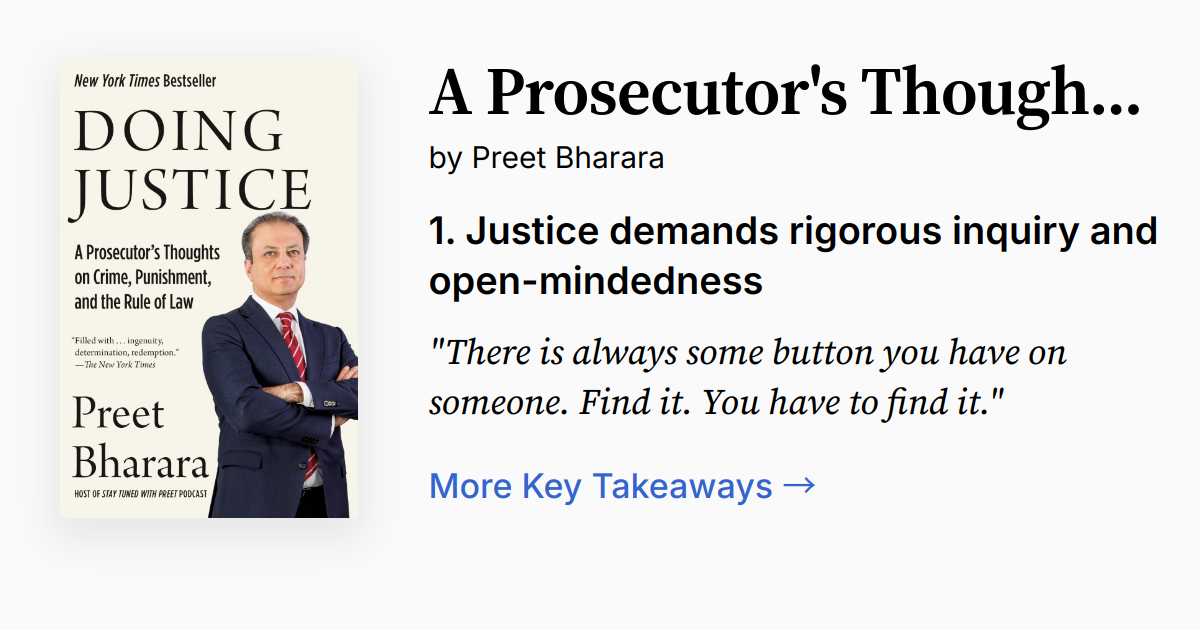 Doing Justice by Preet Bharara | Summary, Audio, Quotes, FAQ