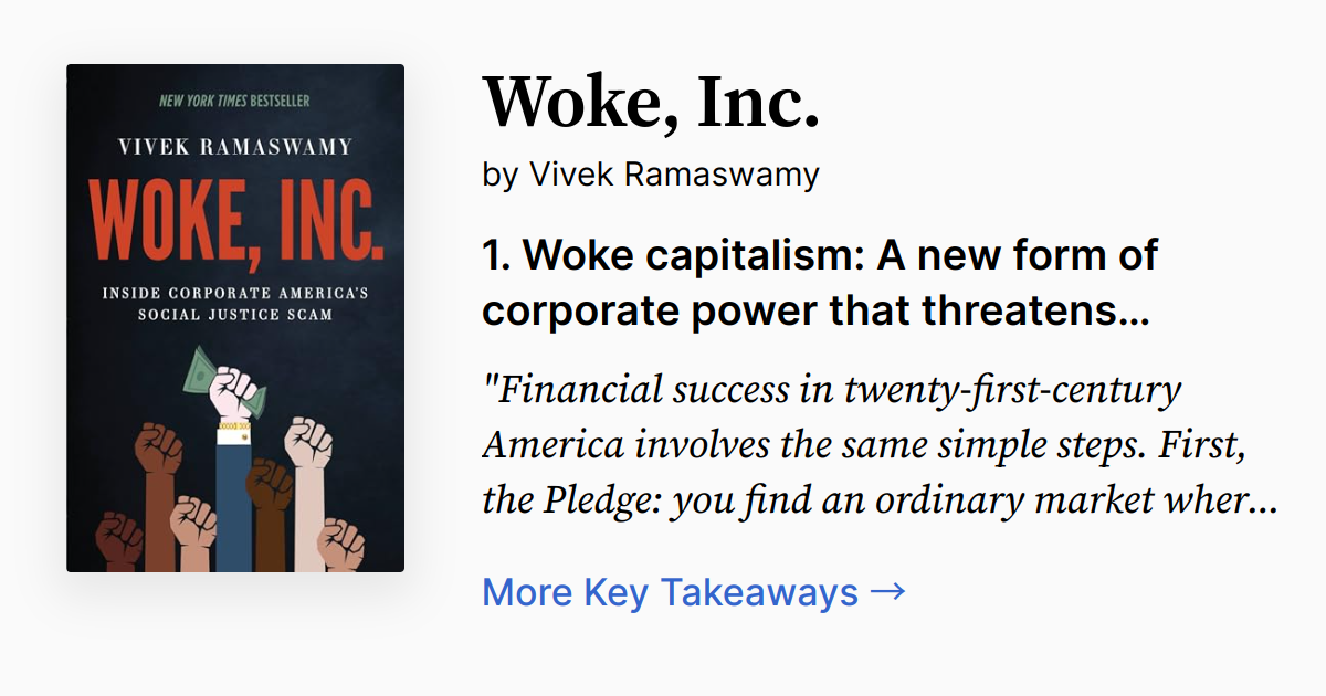 Woke, Inc. by Vivek Ramaswamy | Summary, Audio, Quotes, FAQ