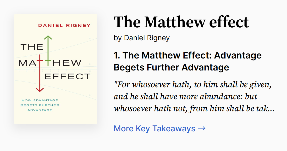 The Matthew Effect | Summary, Quotes, FAQ, Audio