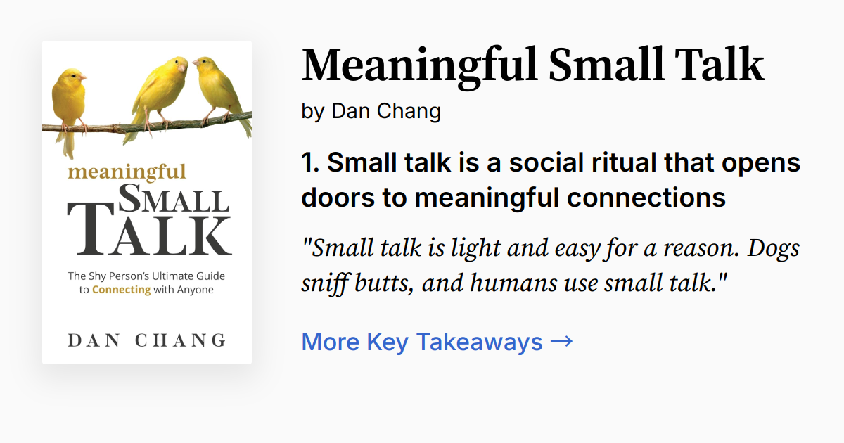 Meaningful Small Talk | Summary, Audio, Quotes