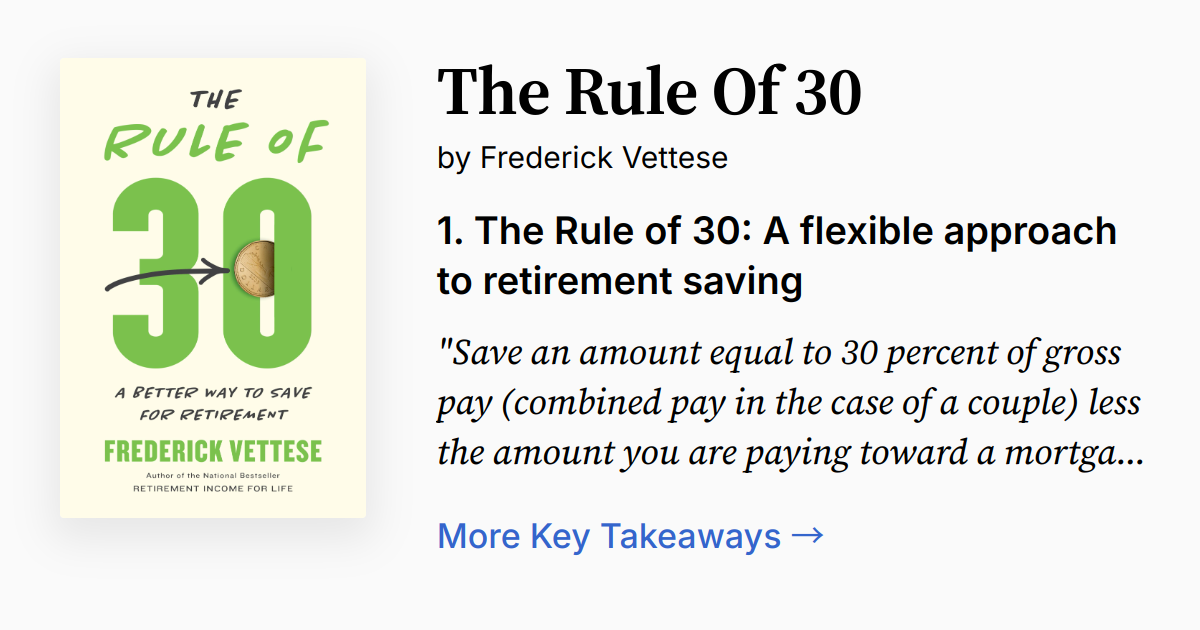 The Rule of 30 by Frederick Vettese | Summary, Audio, Quotes