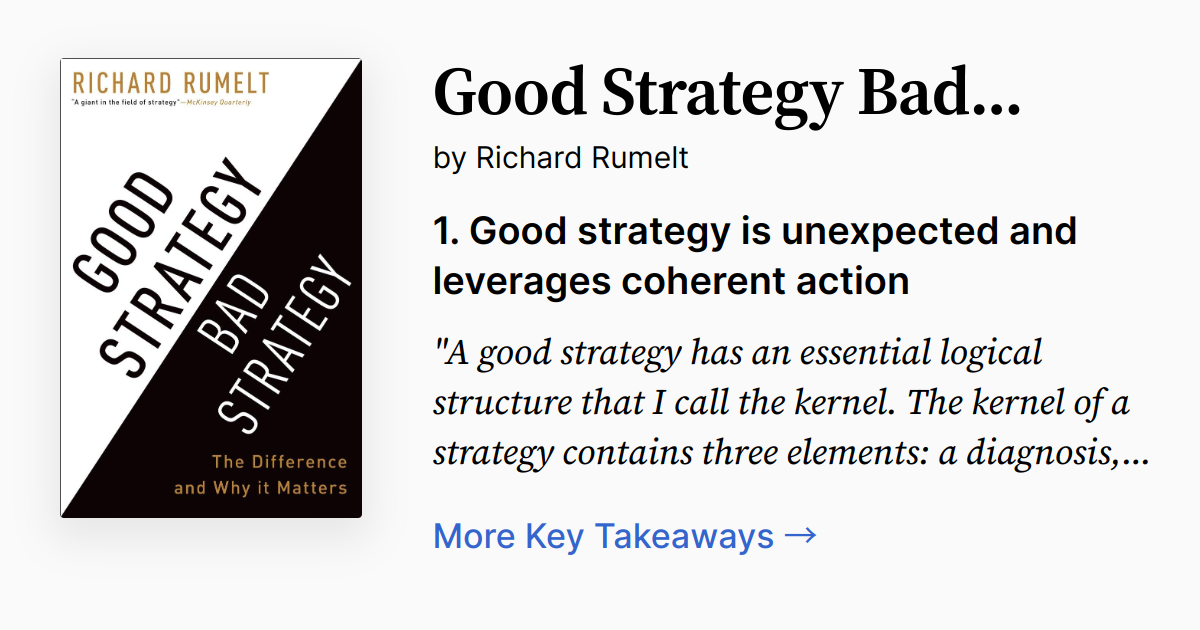 Good Strategy Bad Strategy | Summary, Quotes, FAQ, Audio