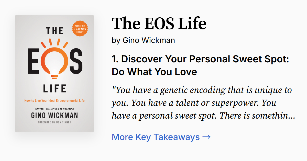 The EOS Life by Gino Wickman | Summary, Audio, Quotes, FAQ