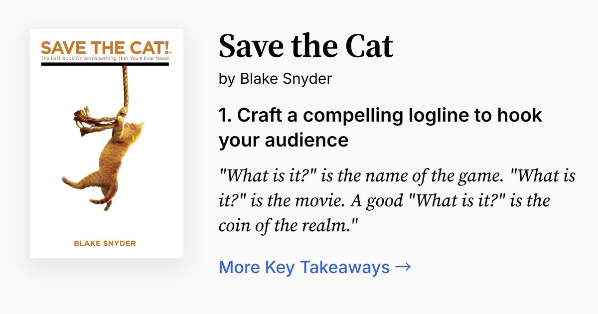 Save the Cat by Blake Snyder | Summary, Audio, Quotes, FAQ