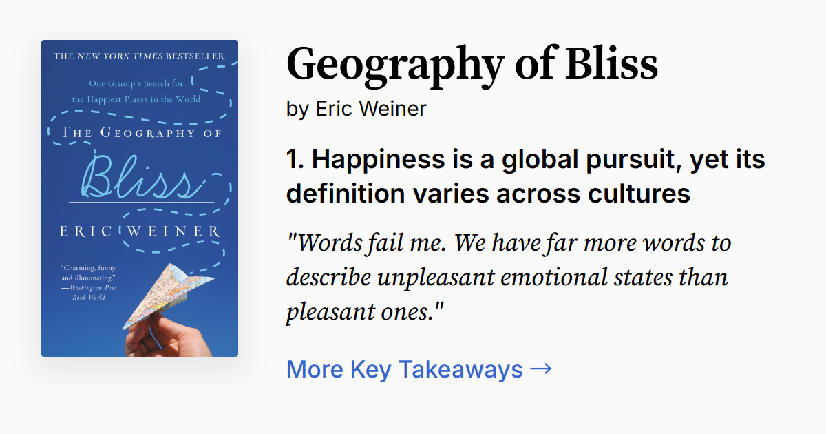 Geography of Bliss | Summary, Audio, Quotes, FAQ