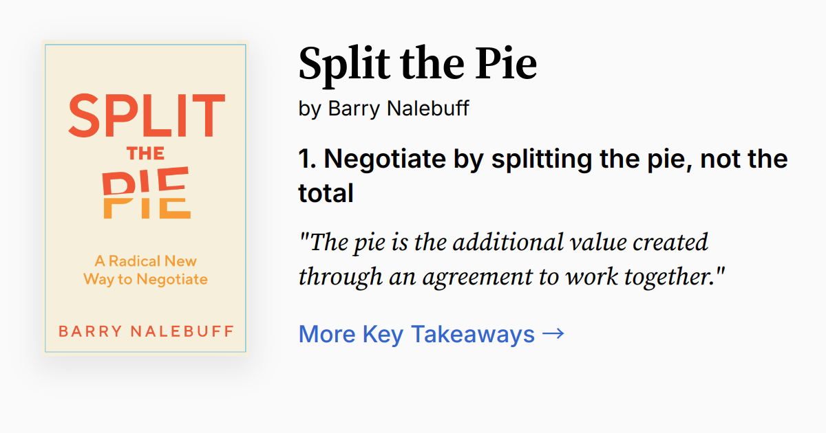 Split the Pie by Barry Nalebuff | Summary, Audio, Quotes, FAQ