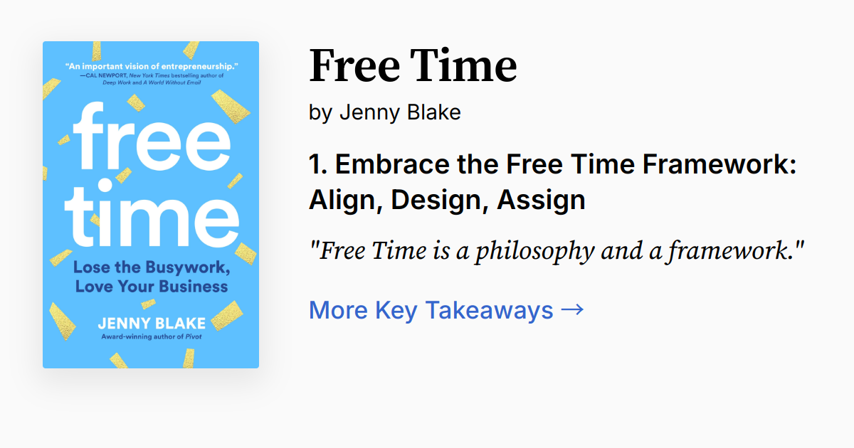 Free Time by Jenny Blake | Summary, Audio, Quotes, FAQ