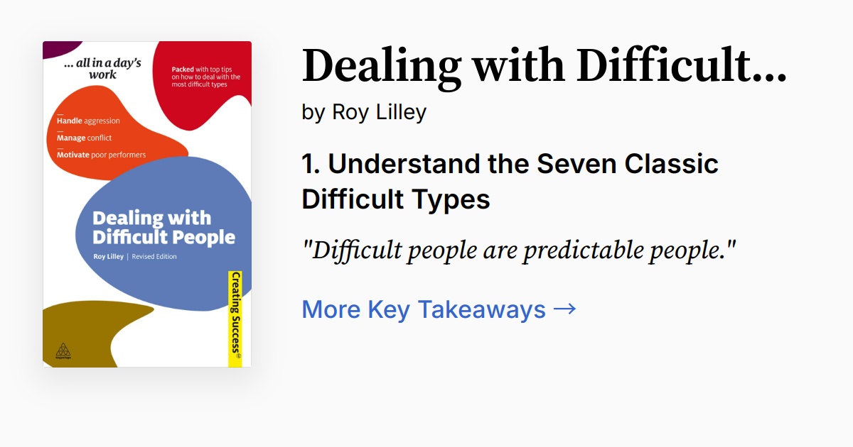Dealing with Difficult People | Summary, Audio, Quotes, FAQ
