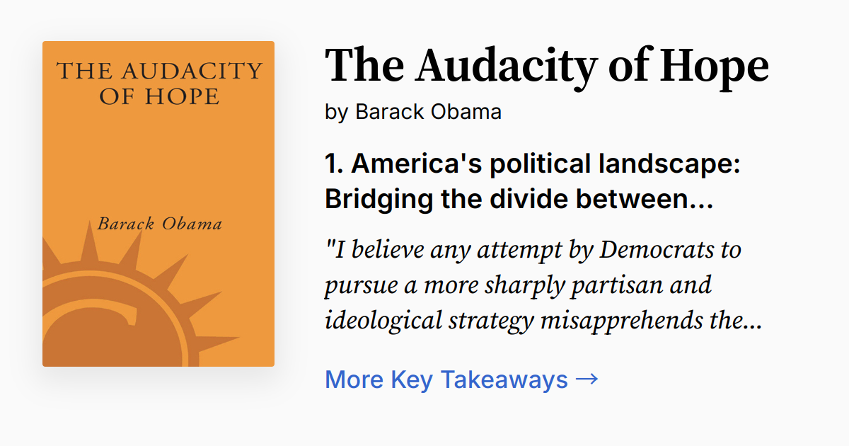 The Audacity of Hope | Summary, Quotes, FAQ, Audio