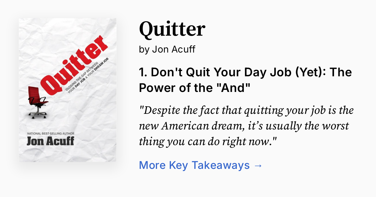 Quitter by Jon Acuff | Summary, Audio, Quotes