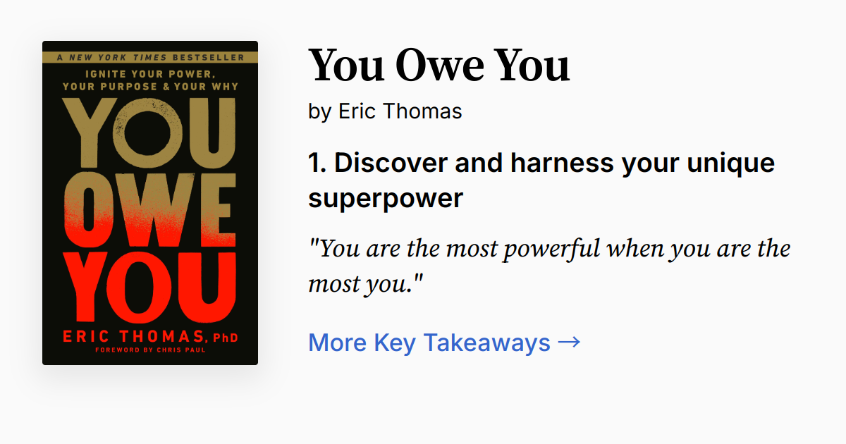 You Owe You by Eric Thomas | Summary, Audio, Quotes, FAQ