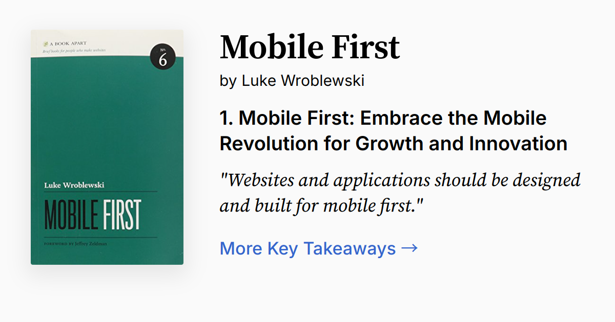 Mobile First by Luke Wroblewski | Summary, Audio, Quotes, FAQ