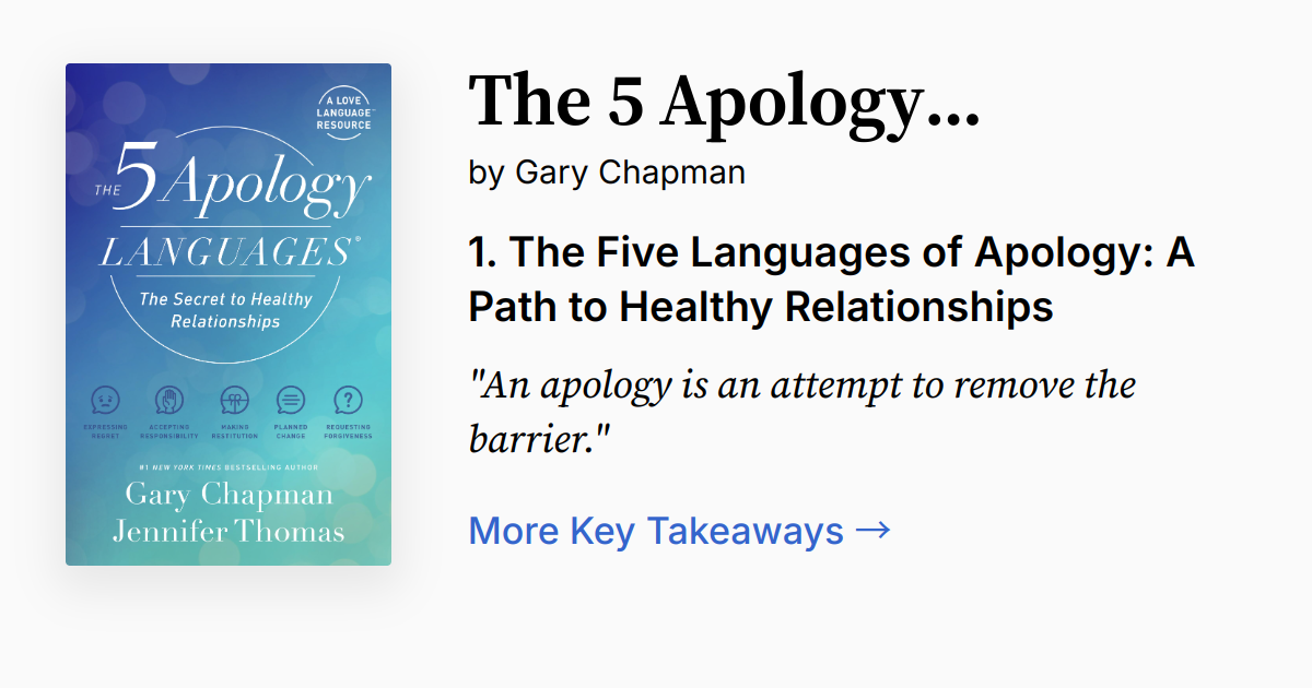 The 5 Apology Languages | Summary, Audio, Quotes, FAQ