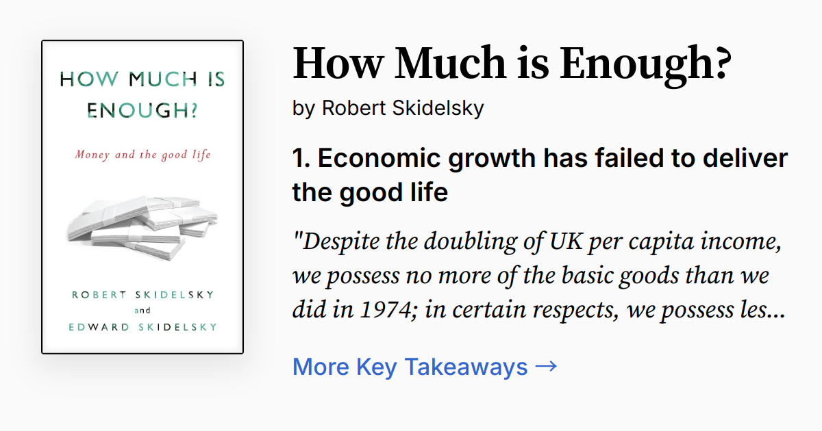 How Much Is Enough? Money and the Good Life | Summary, Audio, Quotes, FAQ
