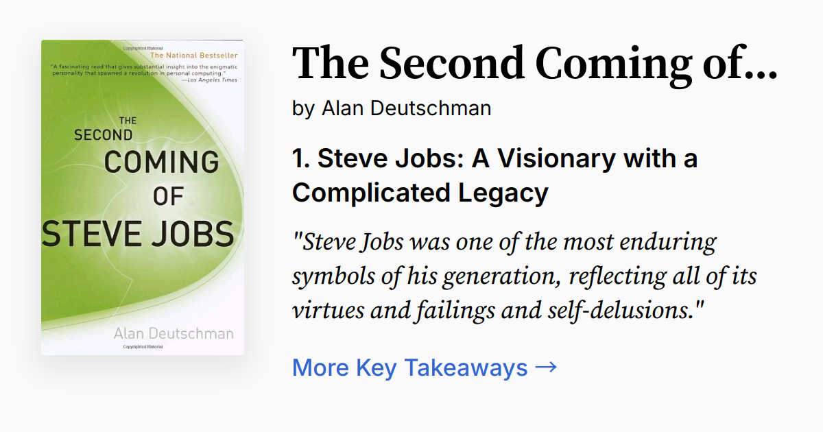 The Second Coming of Steve Jobs | Summary, Audio, Quotes, FAQ
