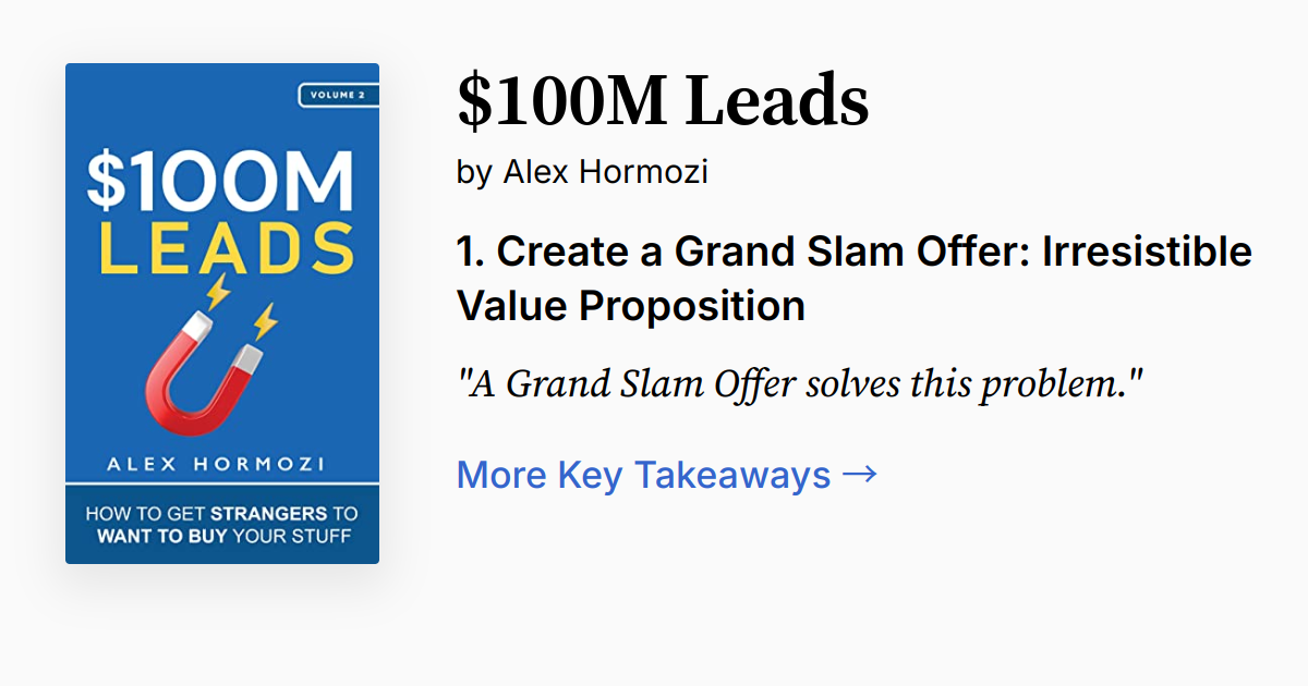 $100M Leads by Alex Hormozi | Resumo, Quotes, FAQ, Audio