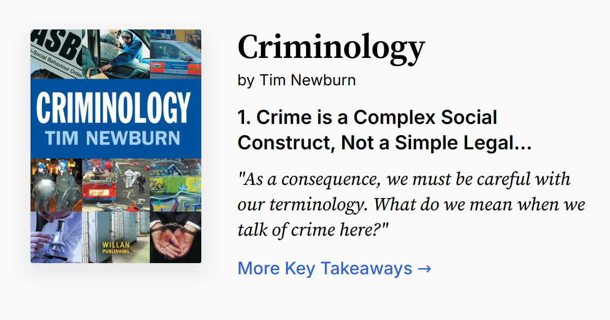 Criminology by Tim Newburn | Summary, Quotes, FAQ, Audio