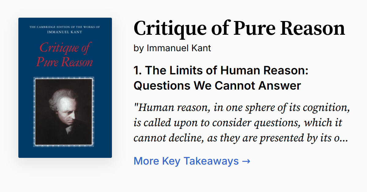 Critique of Pure Reason | Summary, Audio, Quotes, FAQ