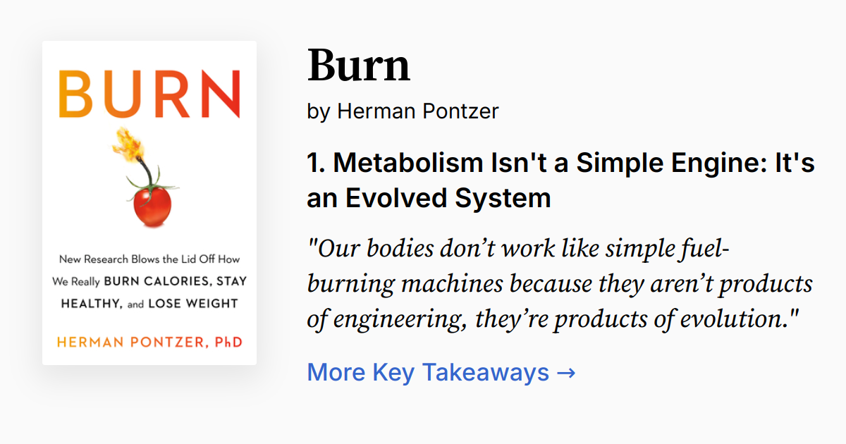 Burn by Herman Pontzer | Summary, Audio, Quotes, FAQ