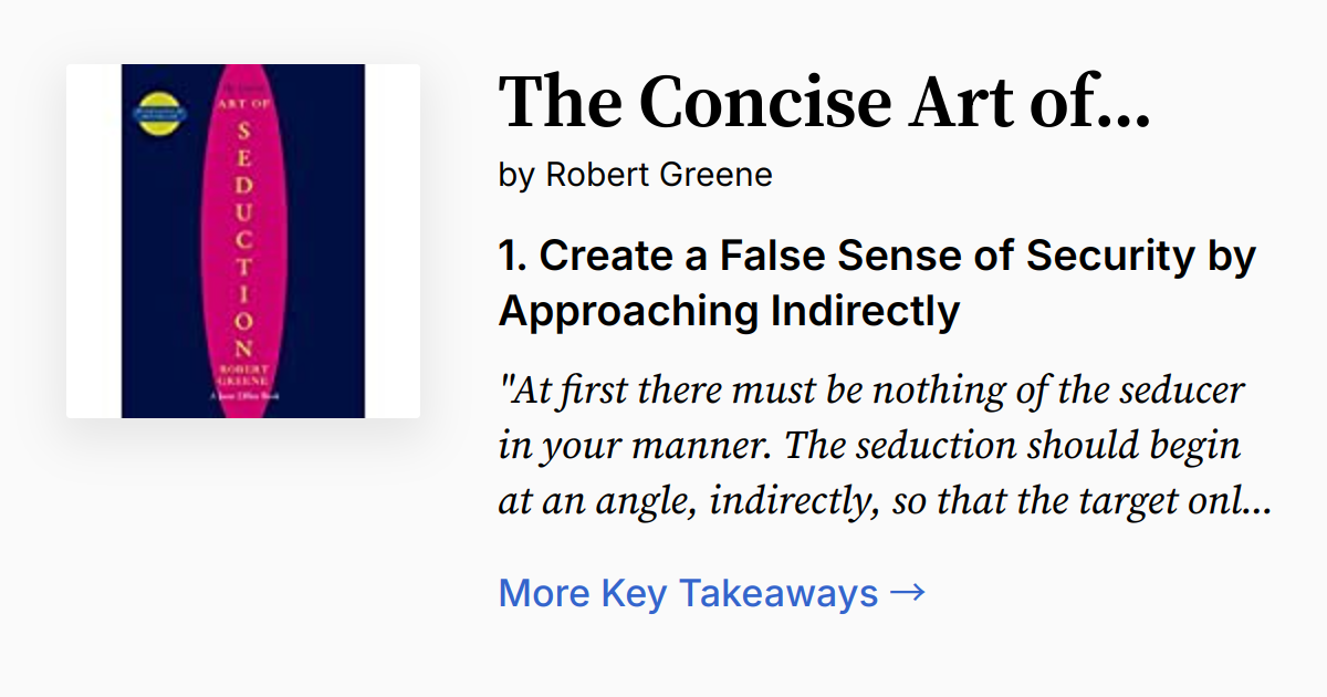 The Concise Art of Seduction | Summary, Quotes, FAQ, Audio
