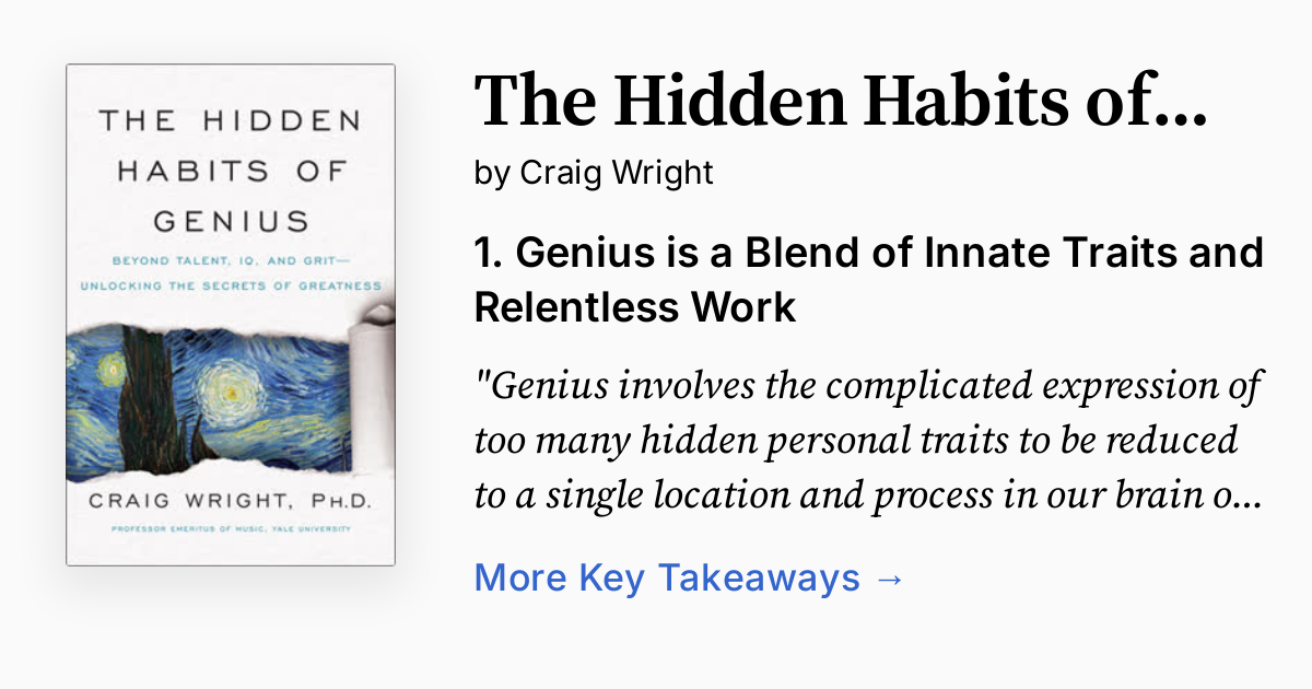 The Hidden Habits of Genius | Summary, Quotes, Audio