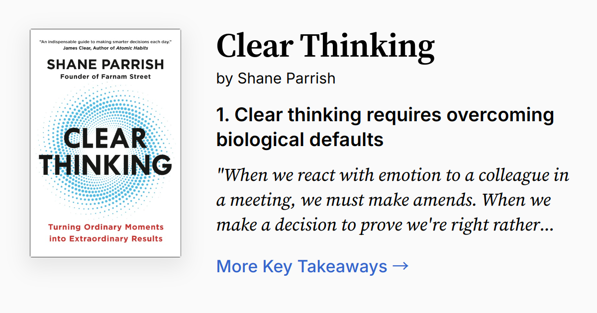 Clear Thinking by Shane Parrish | Summary, Quotes, FAQ, Audio