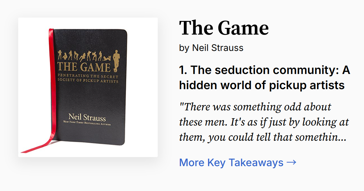 The Game by Neil Strauss | Summary, Audio, Quotes, FAQ