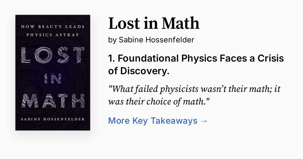 Lost in Math by Sabine Hossenfelder | Summary, Audio, Quotes