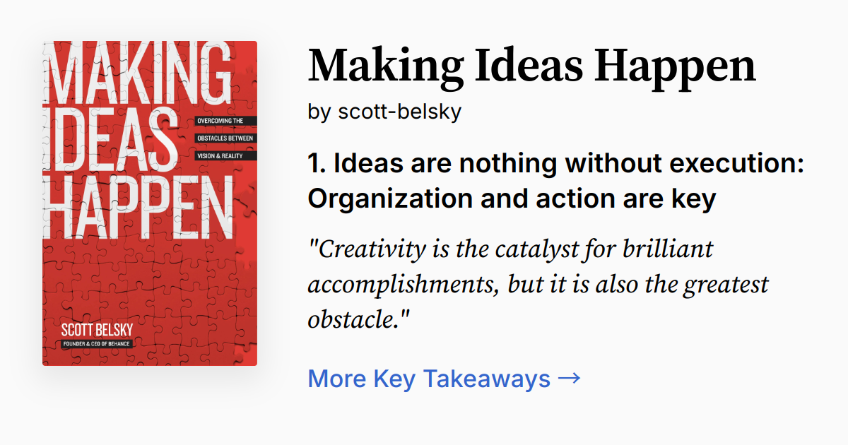 Making Ideas Happen | Summary, Audio, Quotes, FAQ